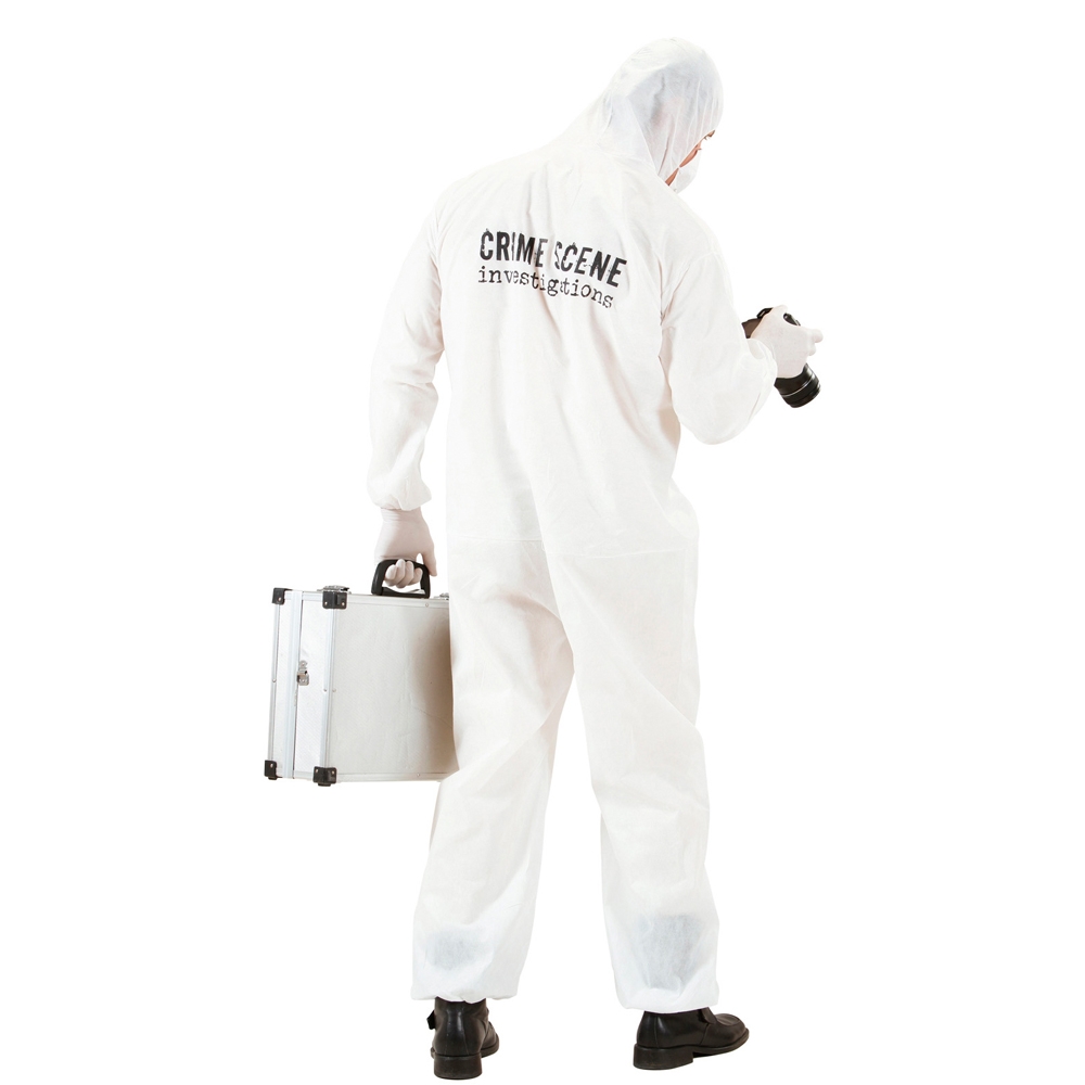 Mens Forensic Investigator CSI White Suit Fancy Dress Costume Adults Outfit