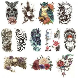 Värikkäät ja kuviolliset tatuoinnit 15 x 21 cm - punanaamio.fi